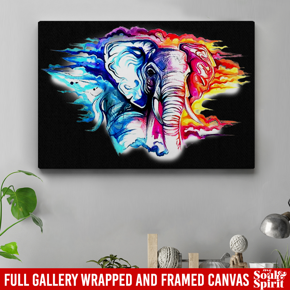 Elephant Canvas - Colorful Elephant In Wild Hot And Cold Elephant Canv