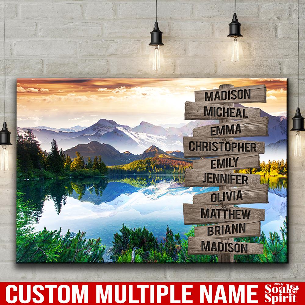 Personalized Name Sign Sunny Day Mountain And Lake Nature Landscape Wa